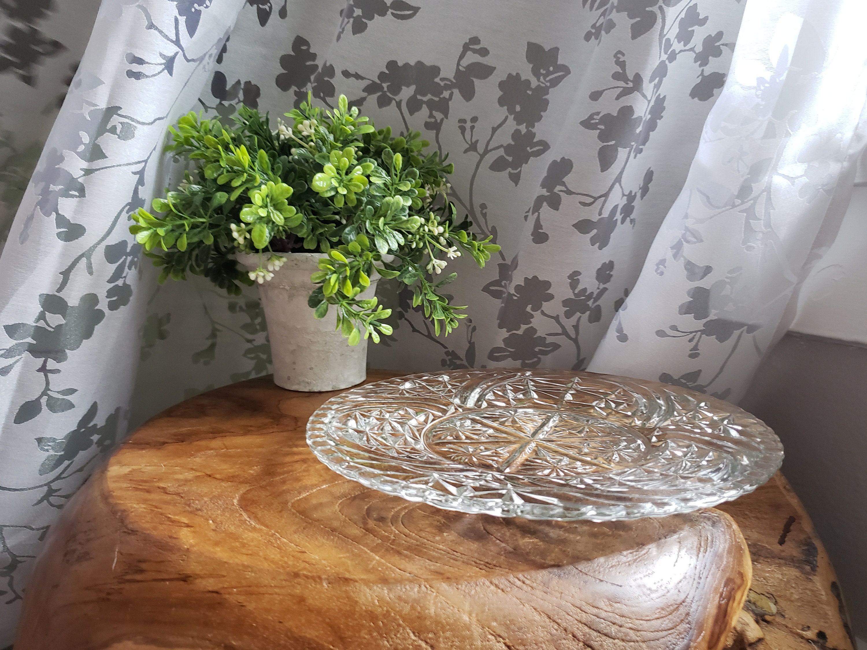 Pretty Cut Glass Plate Small Glass Plate Hostess Gift - Etsy