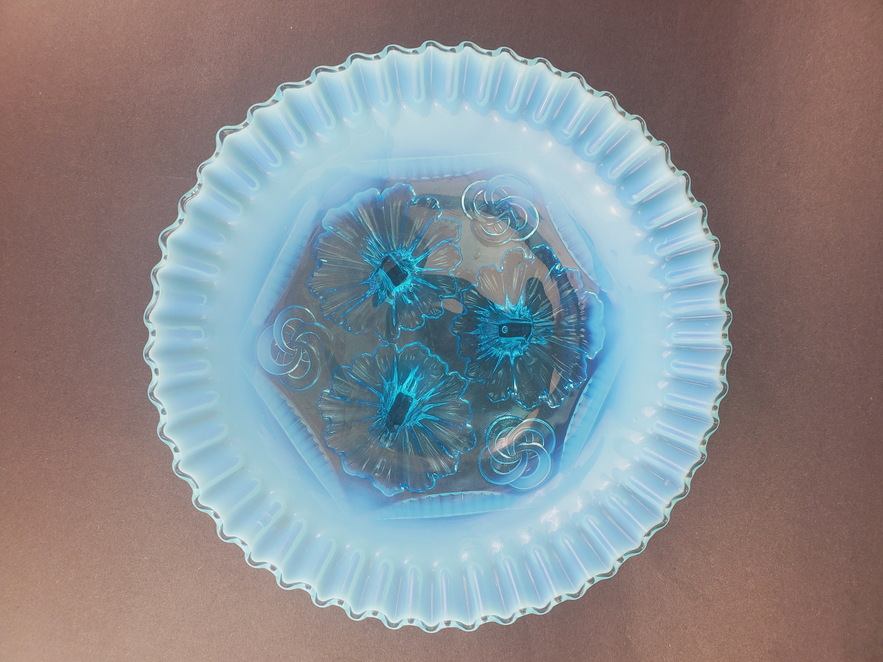 STUNNING Blue Northwood Ruffles and Rings Pattern Opalescent | Etsy