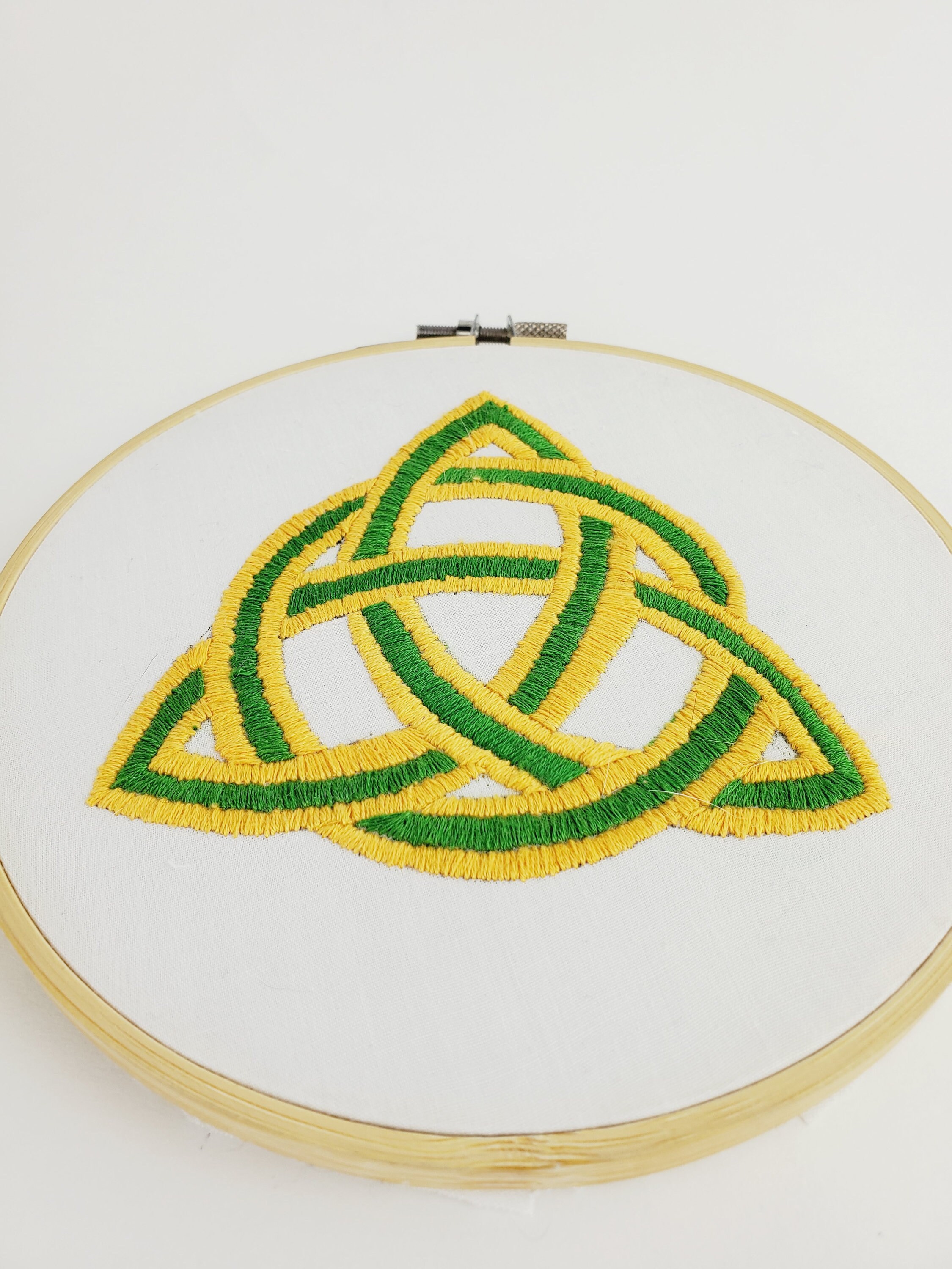 Embroidered Celtic Trinity Knot Wall Decoration, Irish Decor, Finished ...