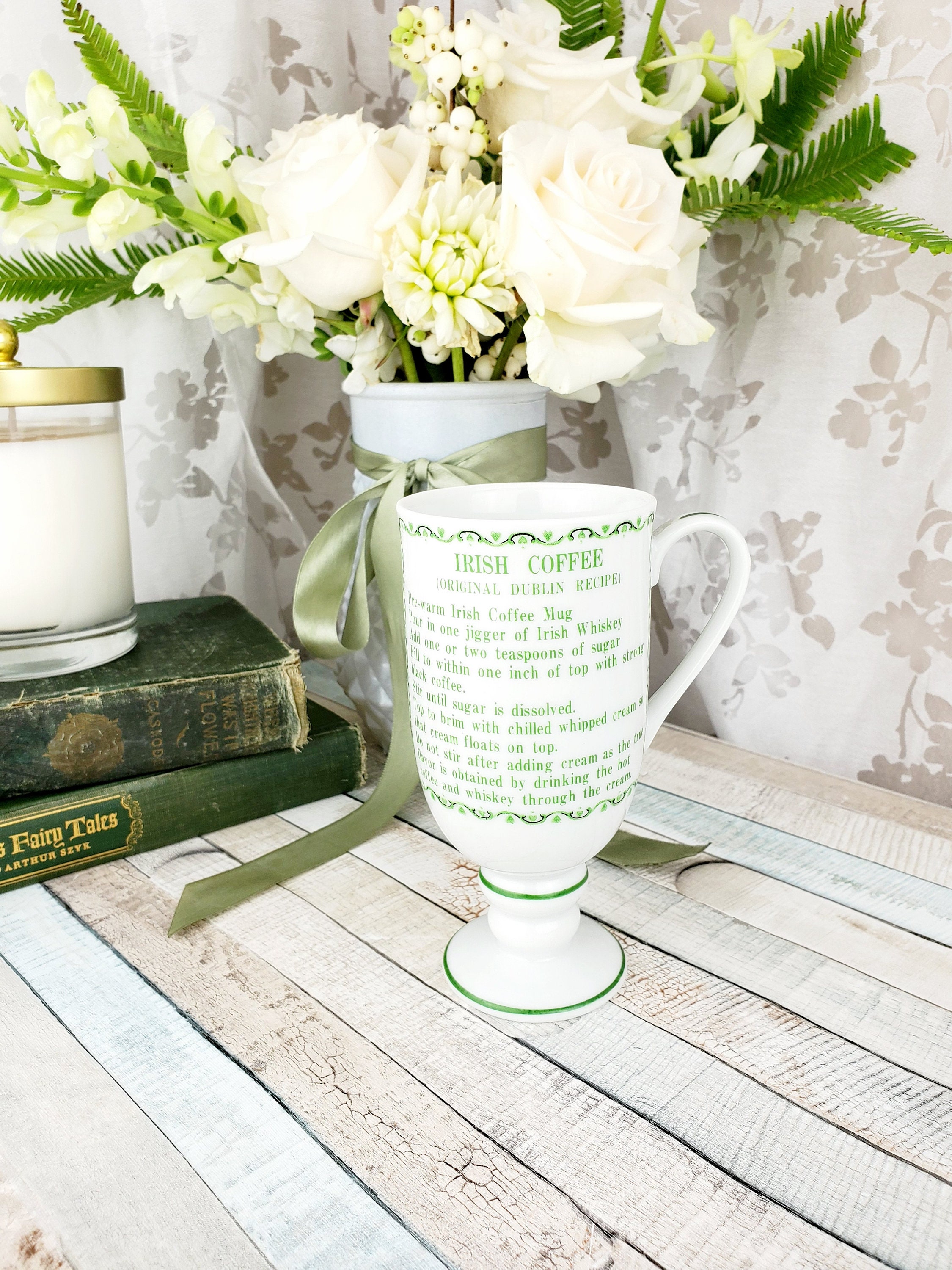 Irish Coffee Porcelain Mug With Recipe and Shamrock Pattern - Etsy