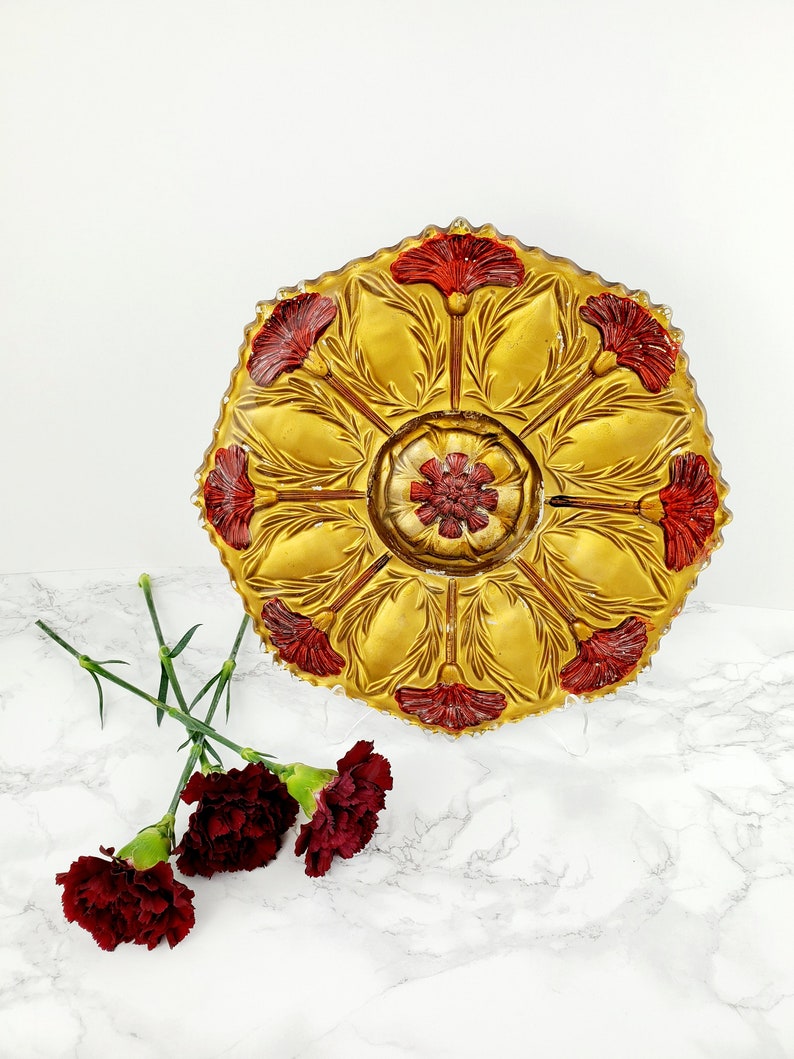 STUNNING Lancaster Glass Carnation Pattern Goofus Glass - Etsy