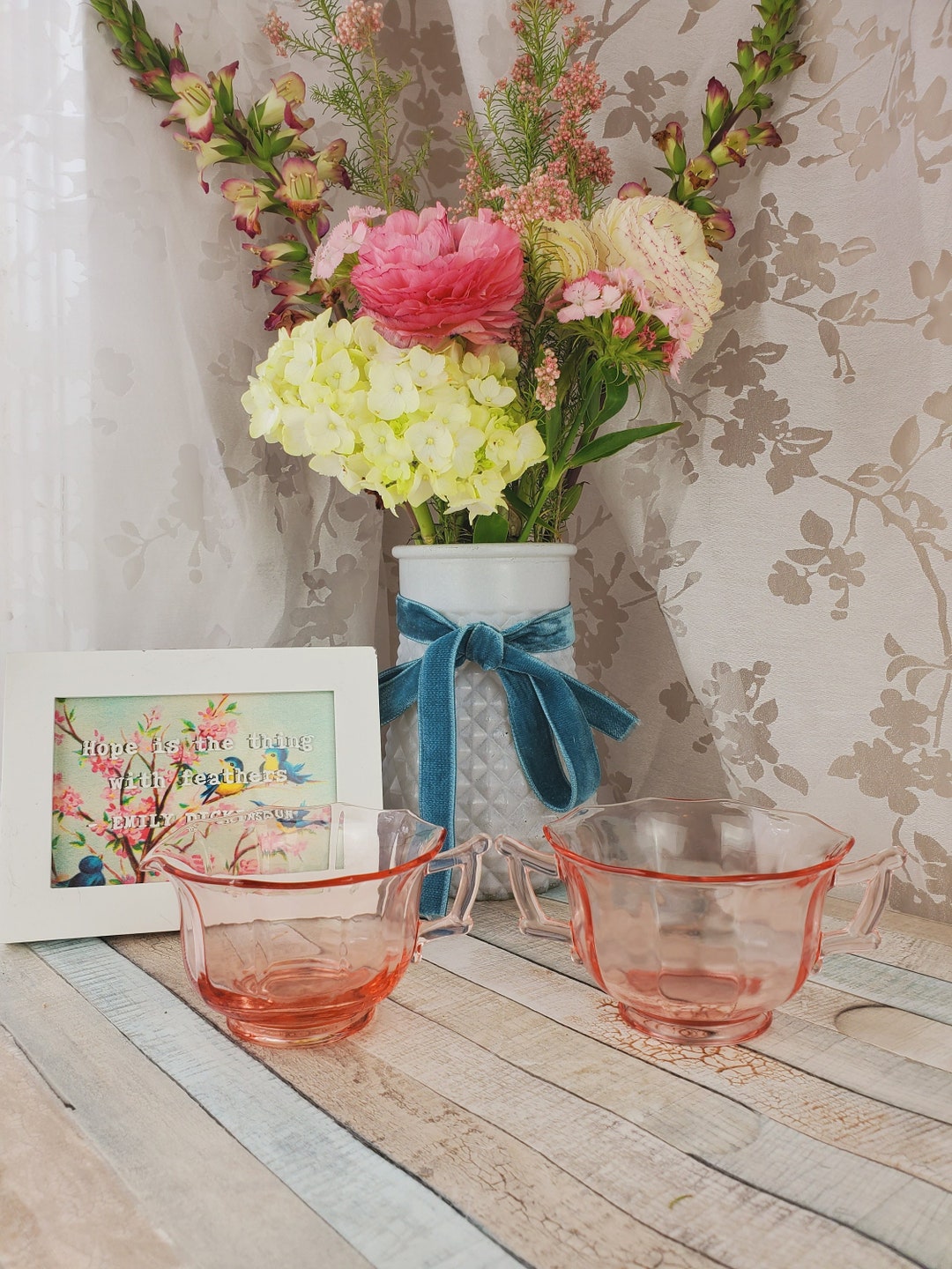 1930s Cambridge Glass Decagon Pattern Pink Depression Glass Sugar and ...