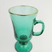 Set of 6 Six Green Glass Footed Mugs With Finger Loops and Gold Rims ...
