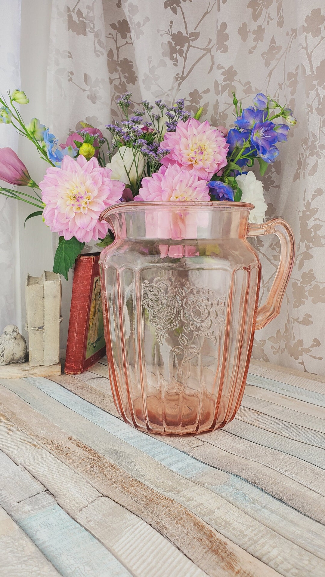 Hocking Glass Mayfair Pattern Pink Depression Glass Pitcher - Etsy