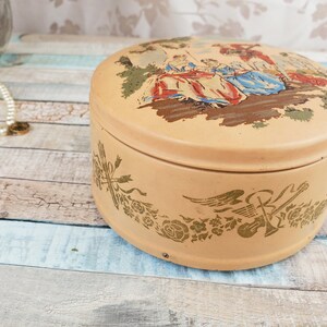 Reuge Sainte-croix Peach Musical Powder Box, Victorian Scene of Ladies ...