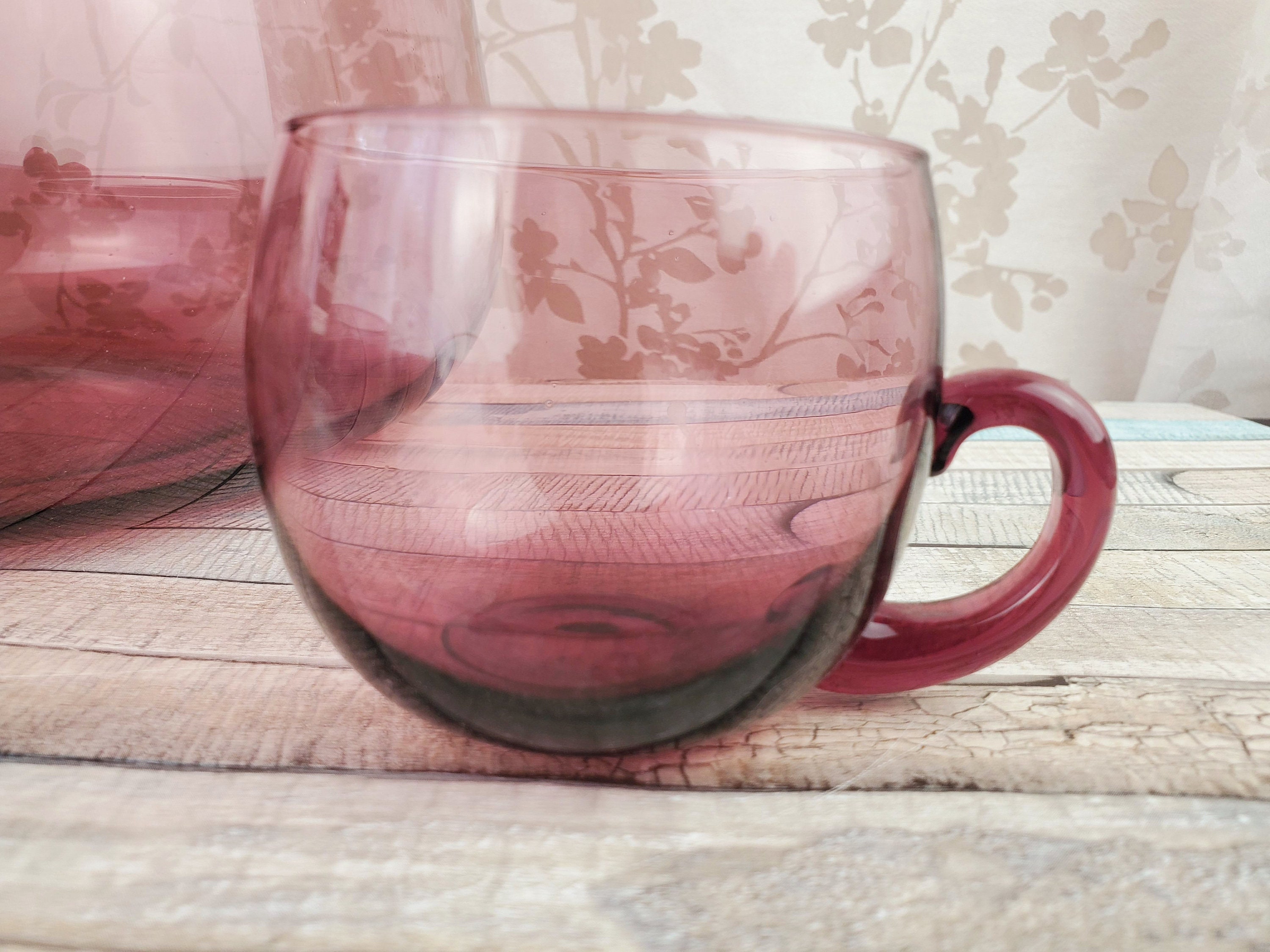 STUNNING 14 PC SET Amethyst glass punch bowl set large | Etsy