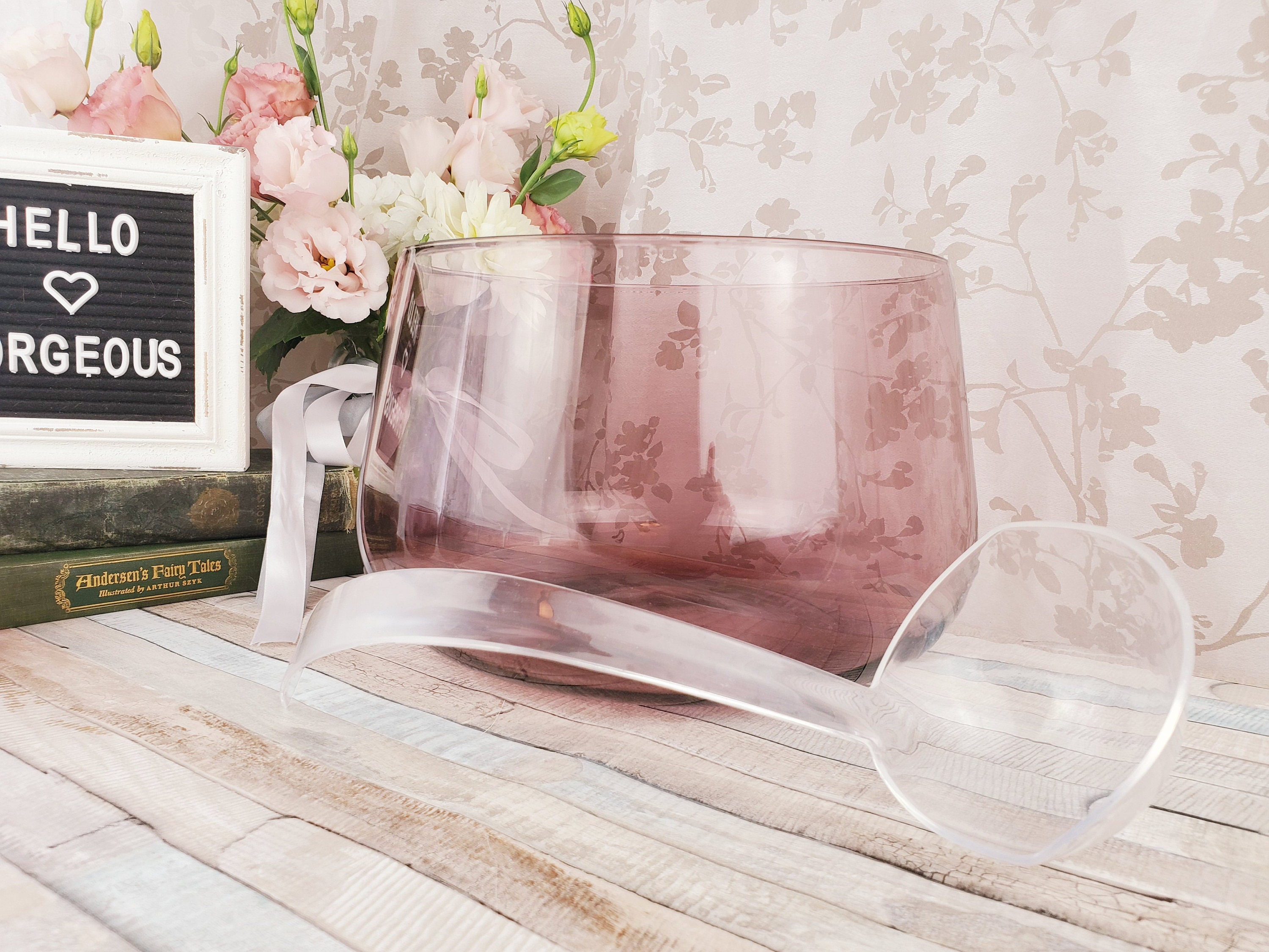 STUNNING 14 PC SET Amethyst glass punch bowl set large | Etsy