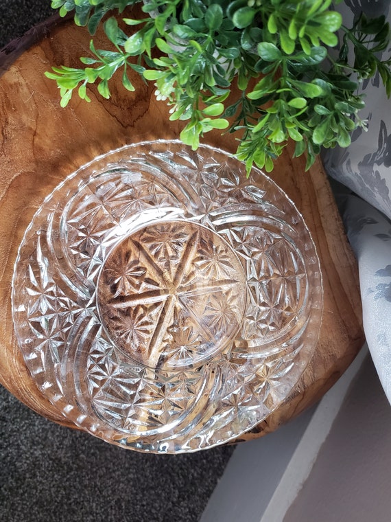 Pretty Cut Glass Plate Small Glass Plate Hostess Gift | Etsy