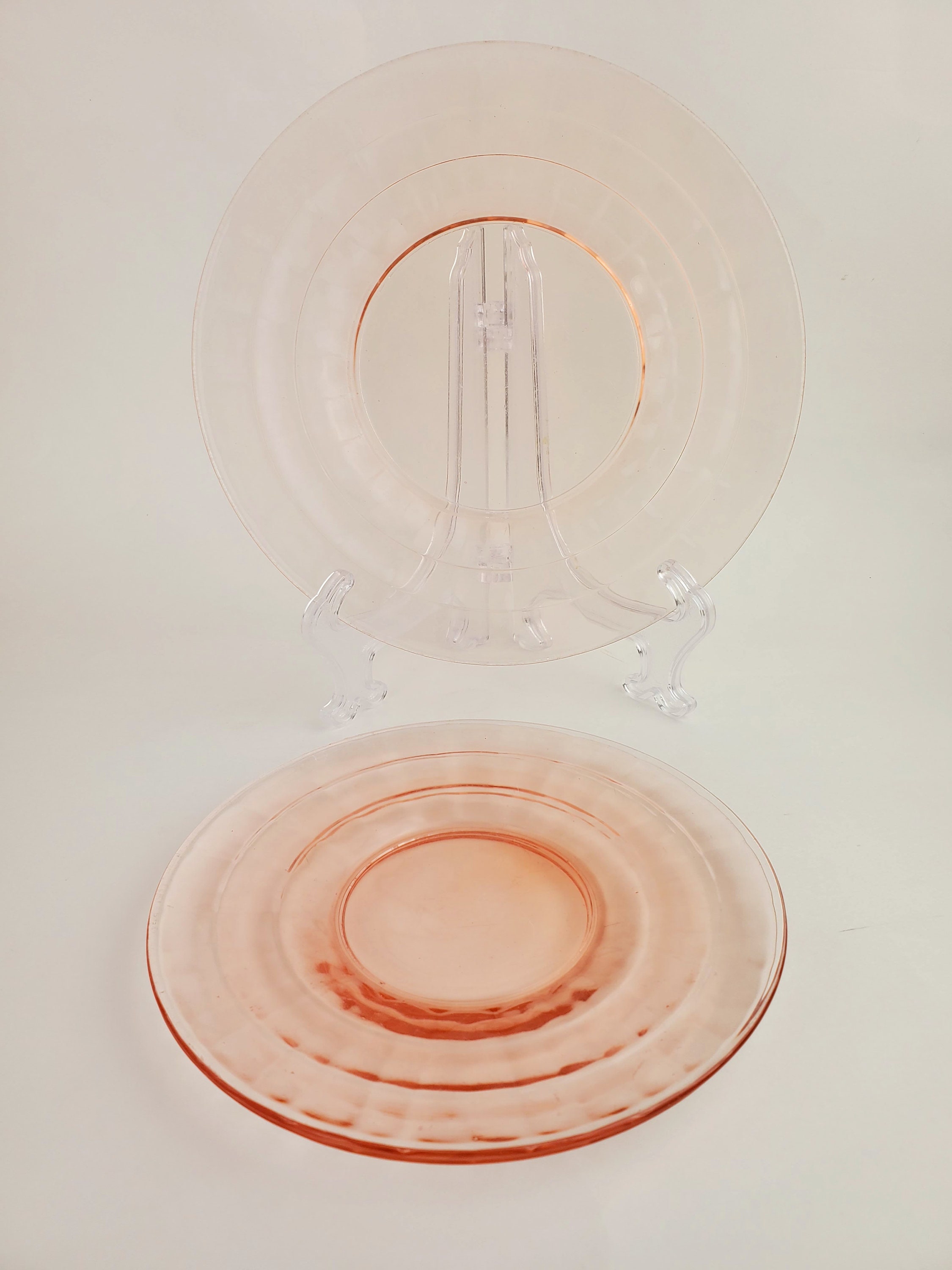 Set of 3 Three Block Optic Pattern Pink Depression Glass | Etsy