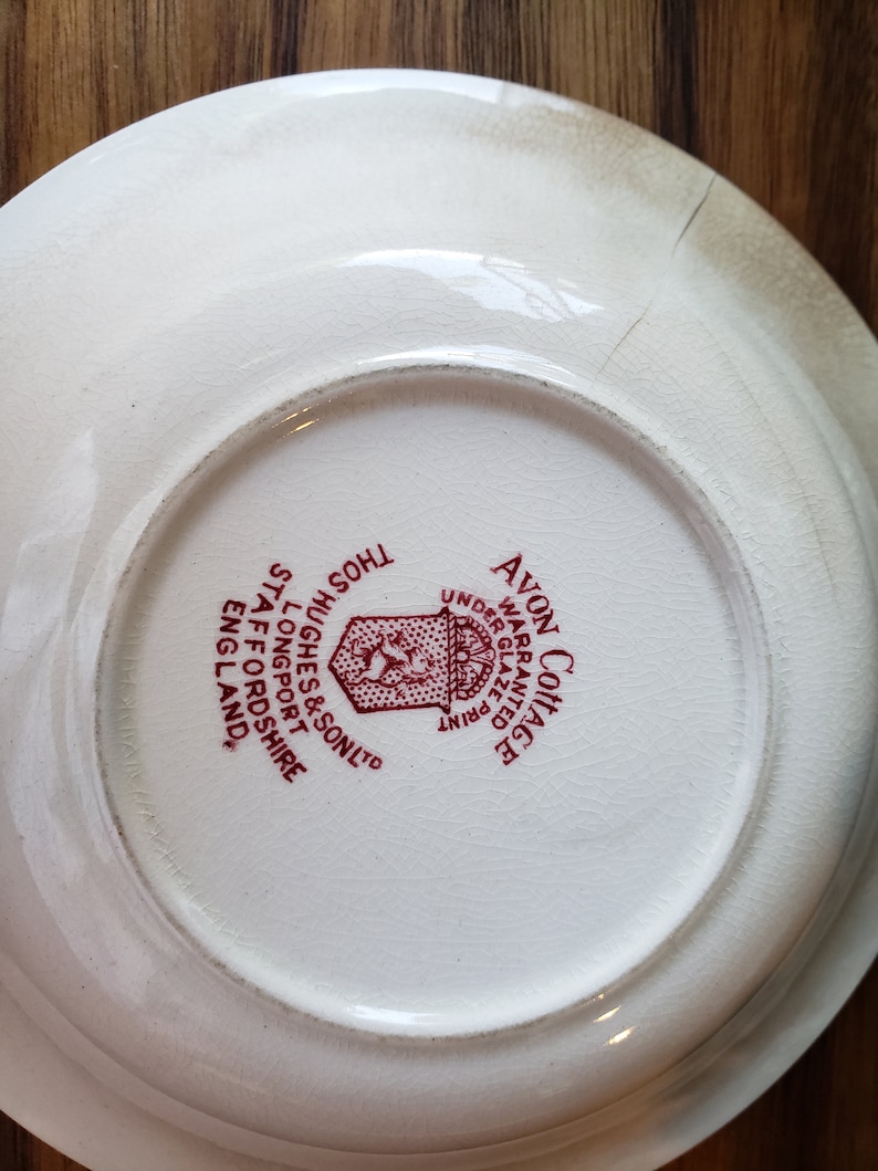 Red Transferware Avon Cottage Small China Bowl. Pink - Etsy