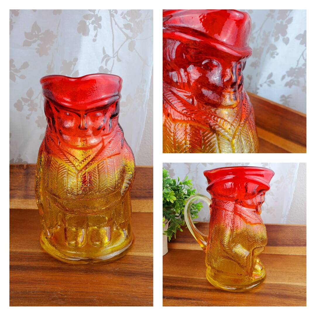 Kanawha Amberina Toby Pitcher, Red Yellow Ombre Toby Fillpot Jug ...