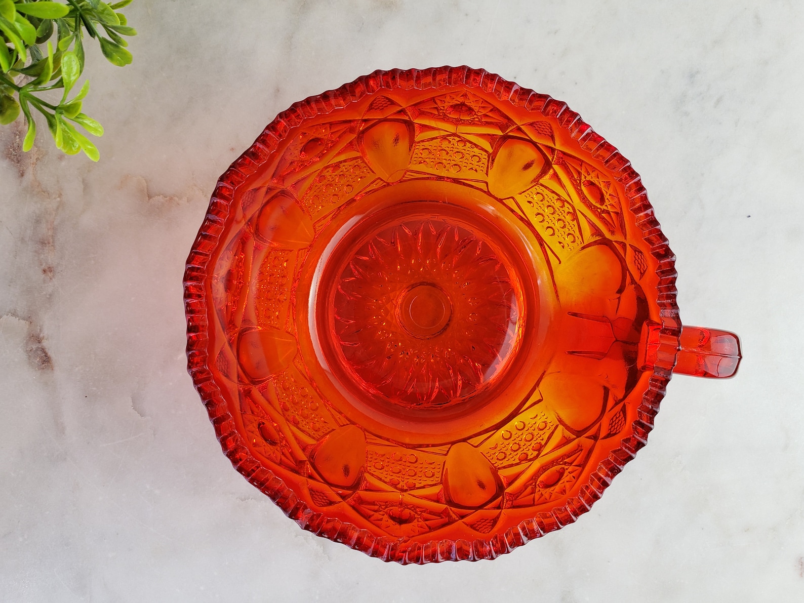LE Smith Quintec Pattern Amberina Glass Nappy Bowl, Handle, Midmod ...