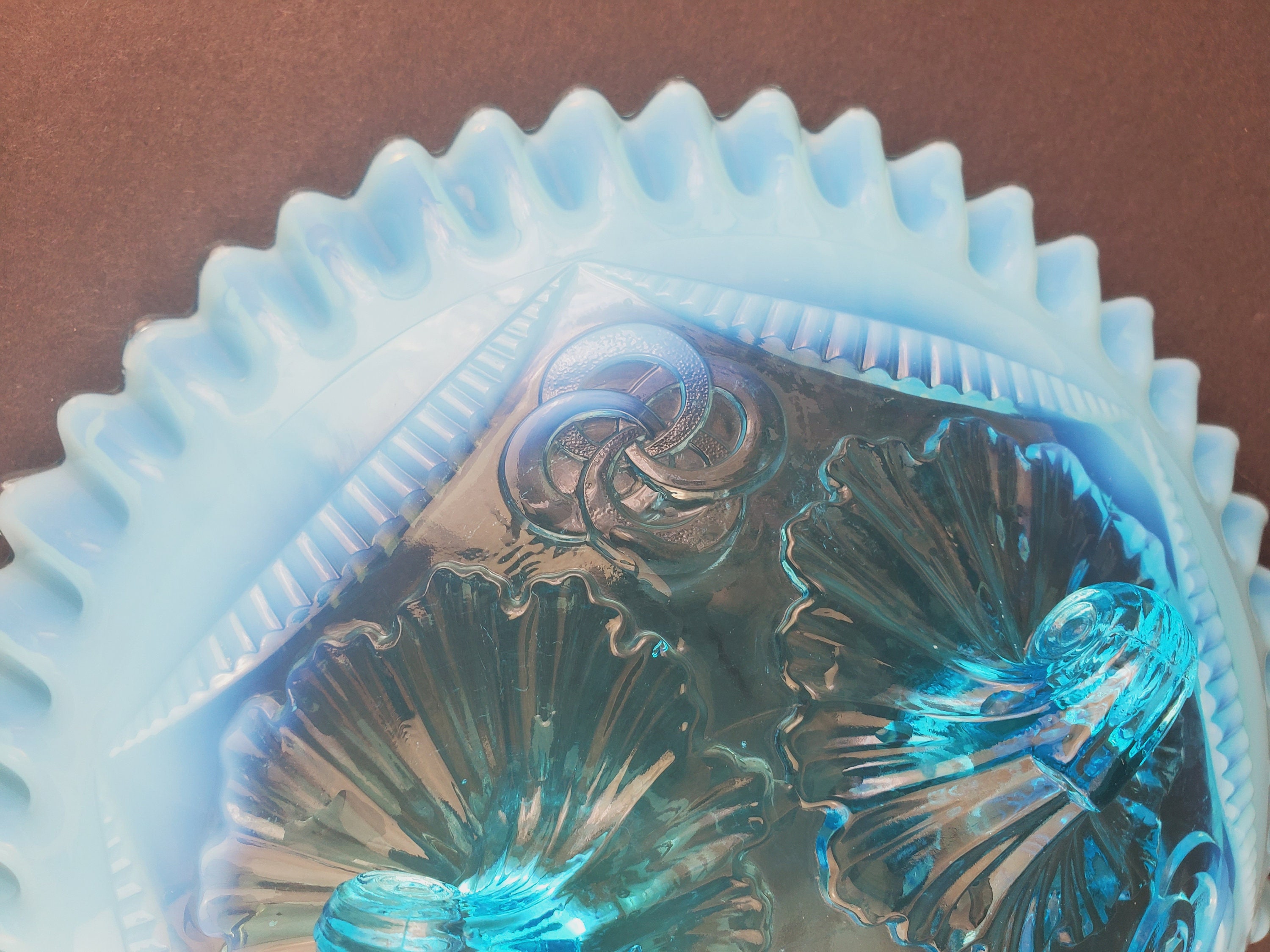 STUNNING Blue Northwood Ruffles and Rings Pattern Opalescent - Etsy