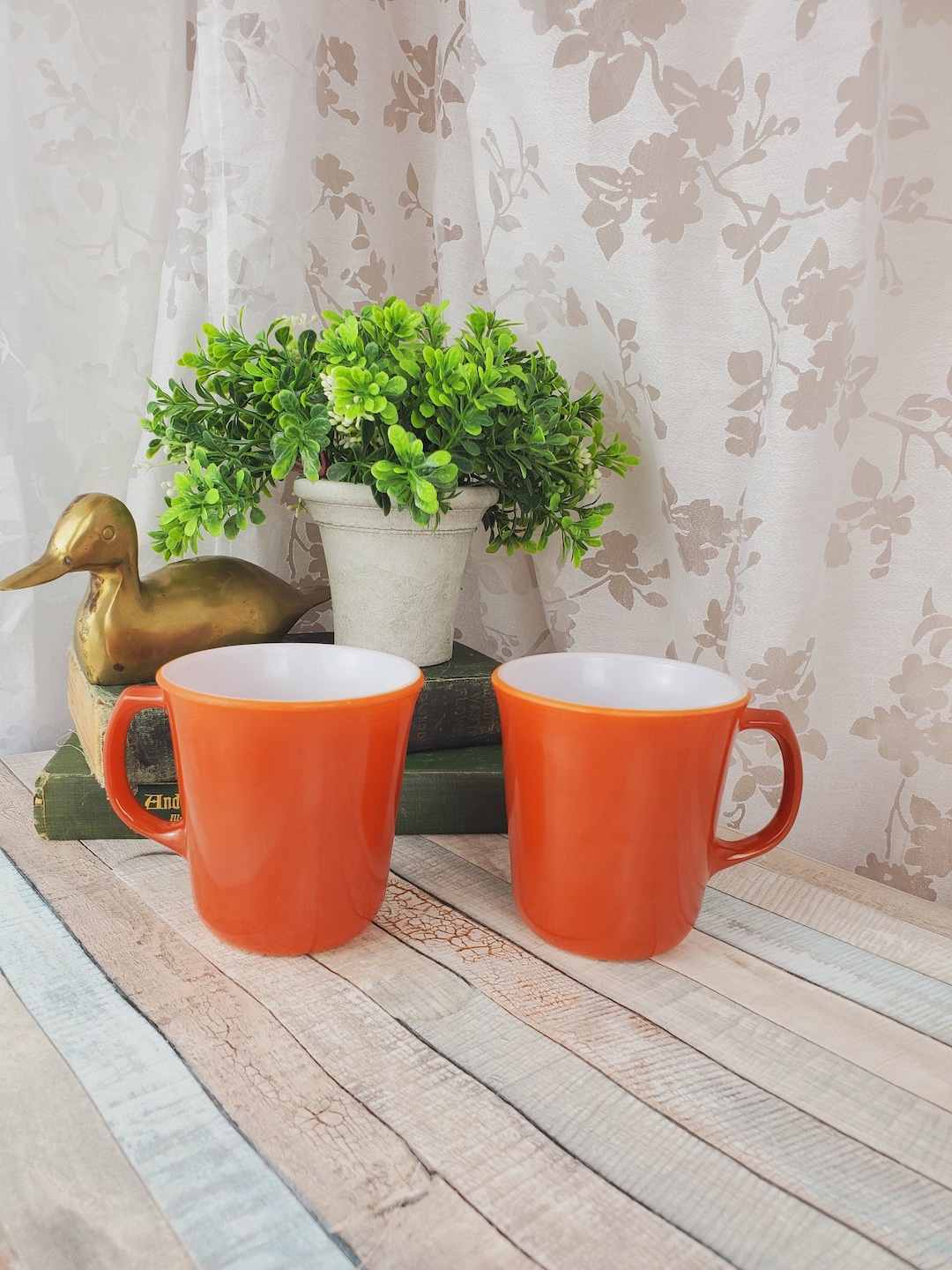 PYREX Burnt Orange Coffee Mugs, Two Milk Glass Coffee Cups - Etsy