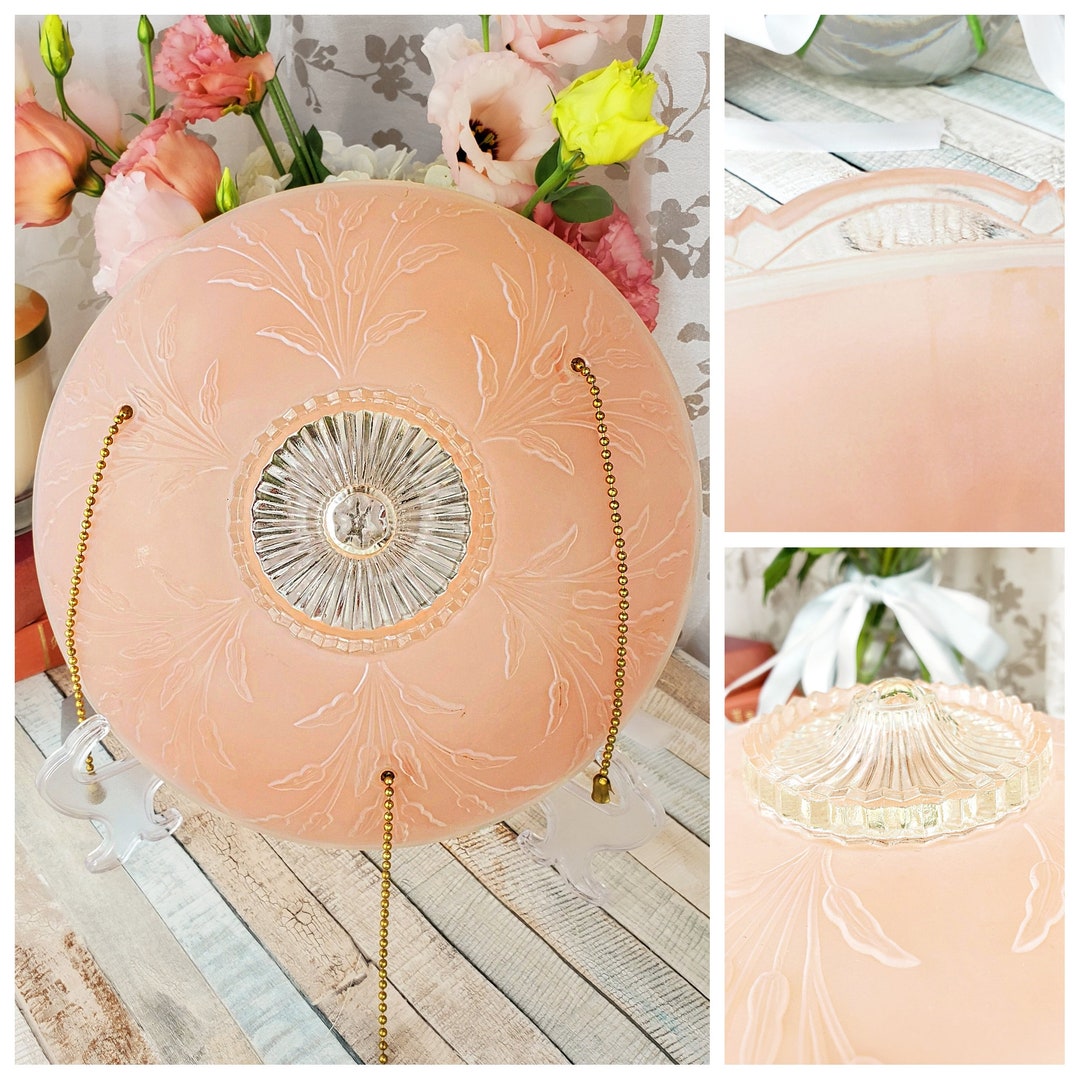 STUNNING Frosted Pink Glass Art Nouveau Light Shade - Etsy