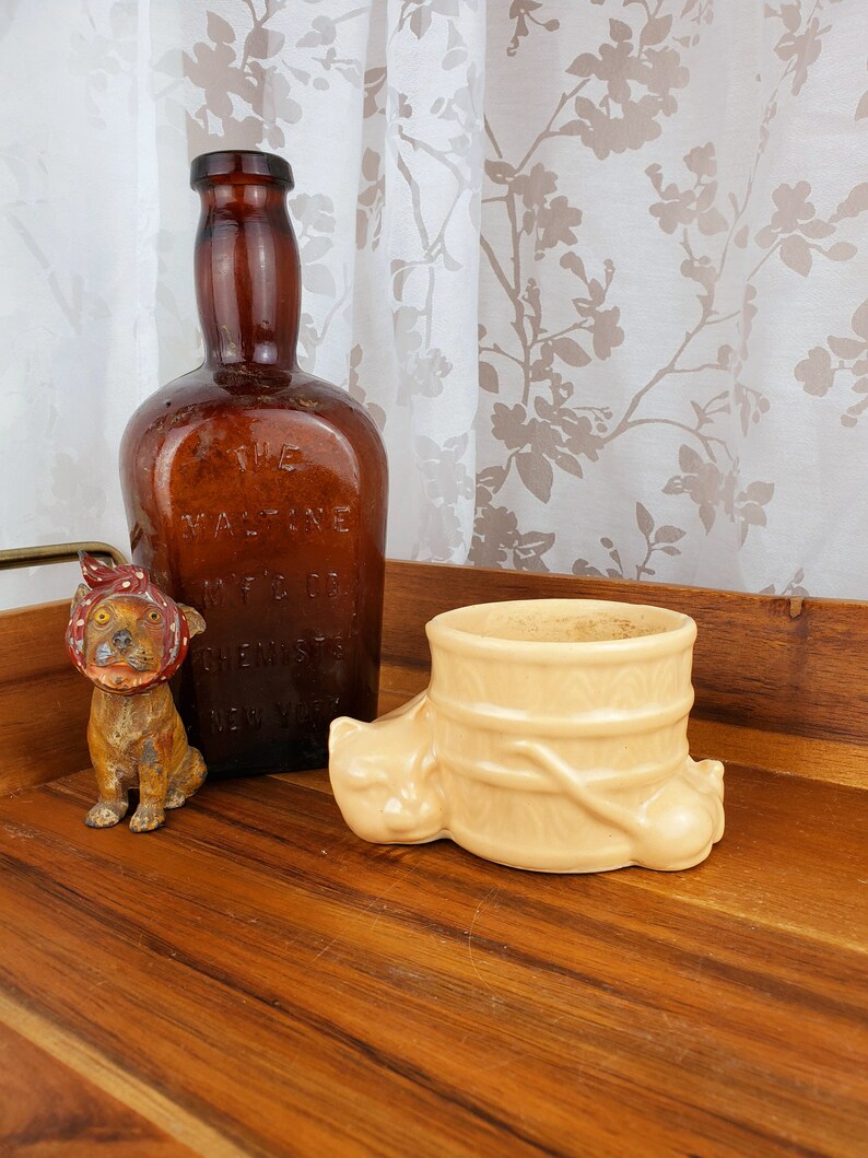 Sweet Cat and Mouse Pottery Planter, Retro Barrel Shaped Succulent ...