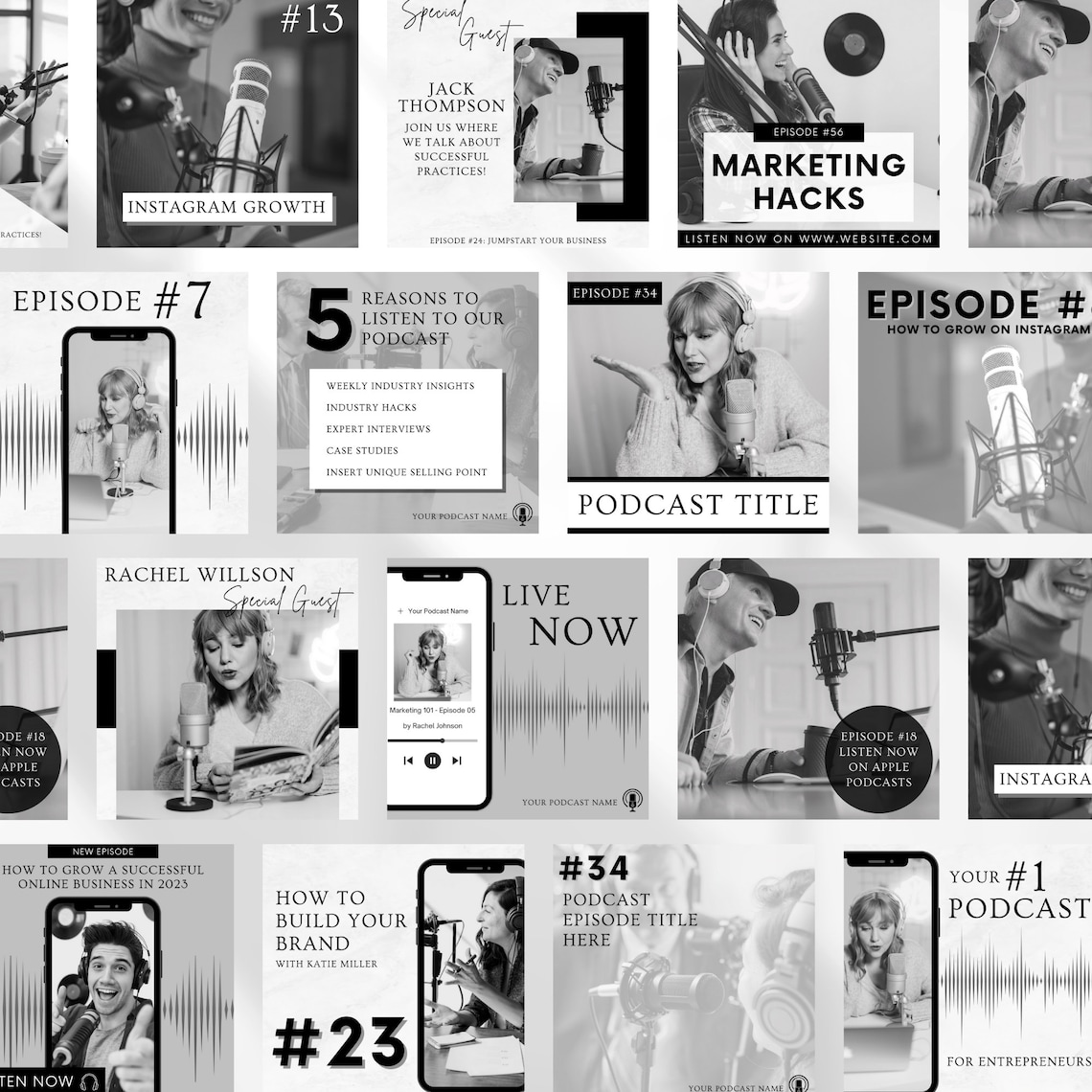 Podcast Templates Bundle for Social Media | Canva Templates | Instagram ...