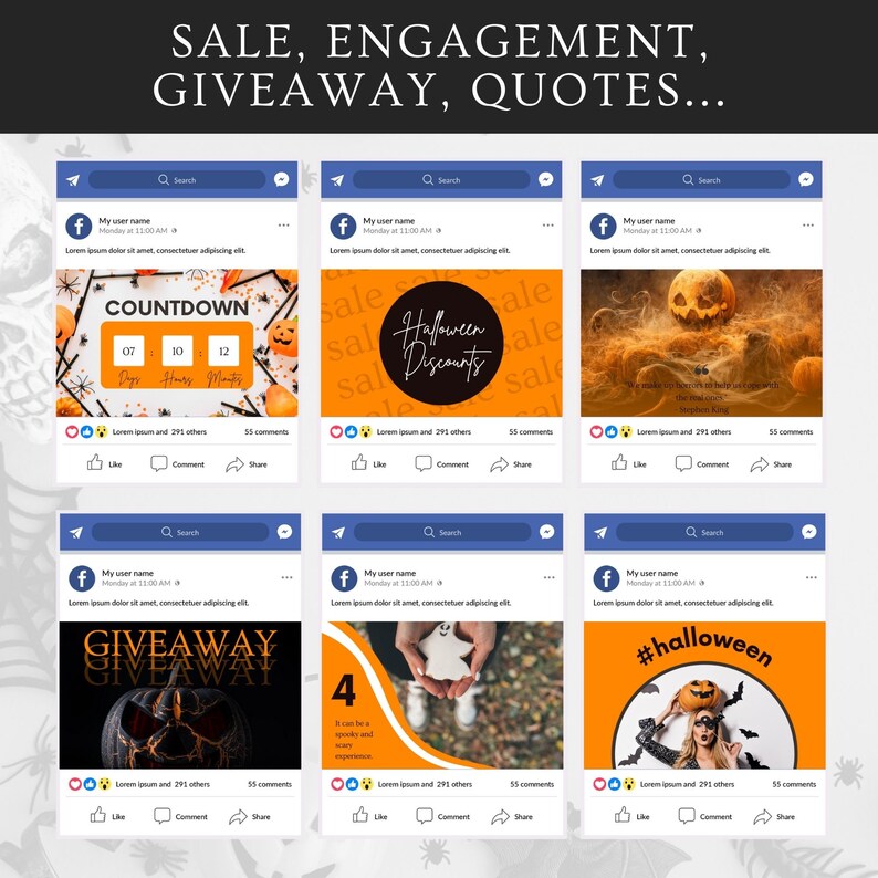 31 Halloween Facebook Post Templates - Canva Social Media Design ...