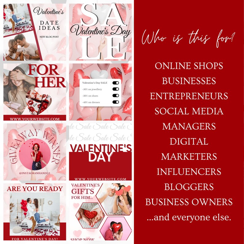 80 Valentine's Day Social Media Posts Canva Templates - Social Media ...