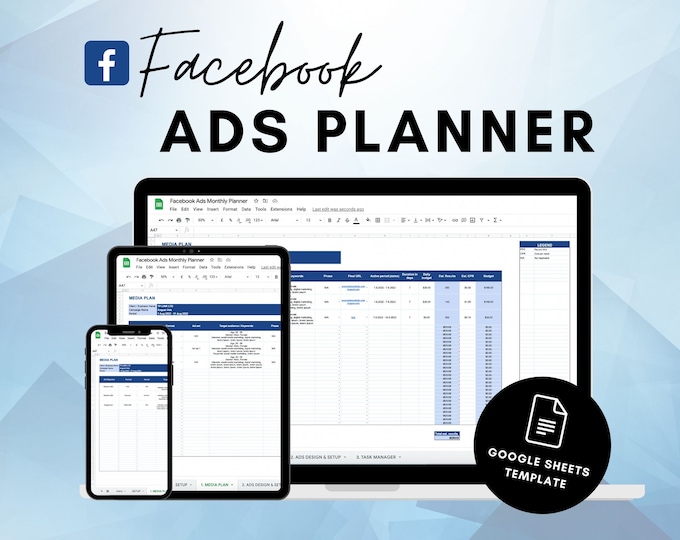 FACEBOOK ADS PLANNER Social Media Marketing Planner Social Media Ads ...
