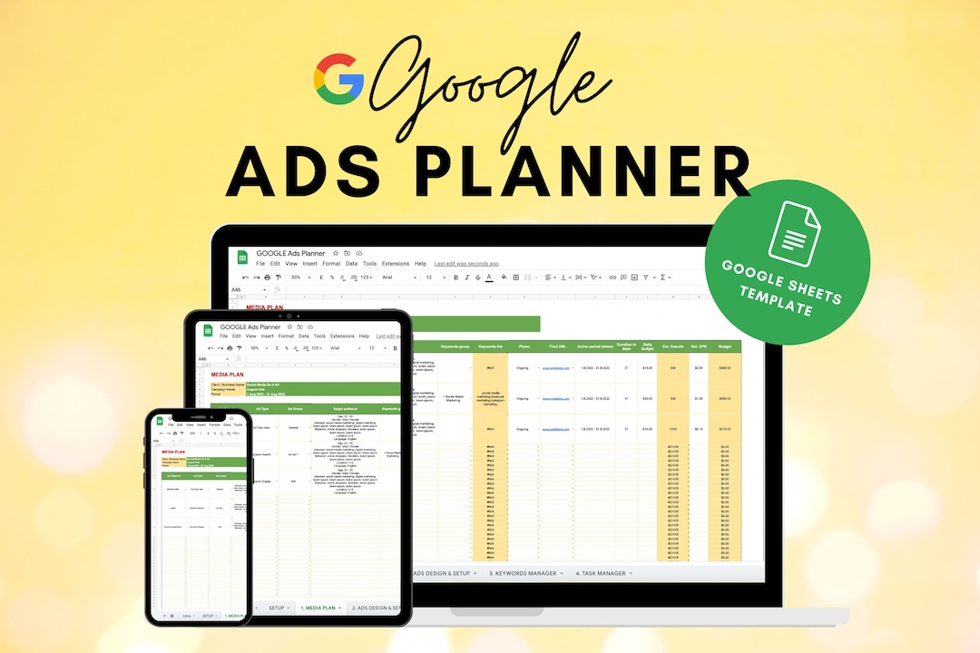 GOOGLE ADS PLANNER - Social Media Marketing Planner - Social Media Ads ...
