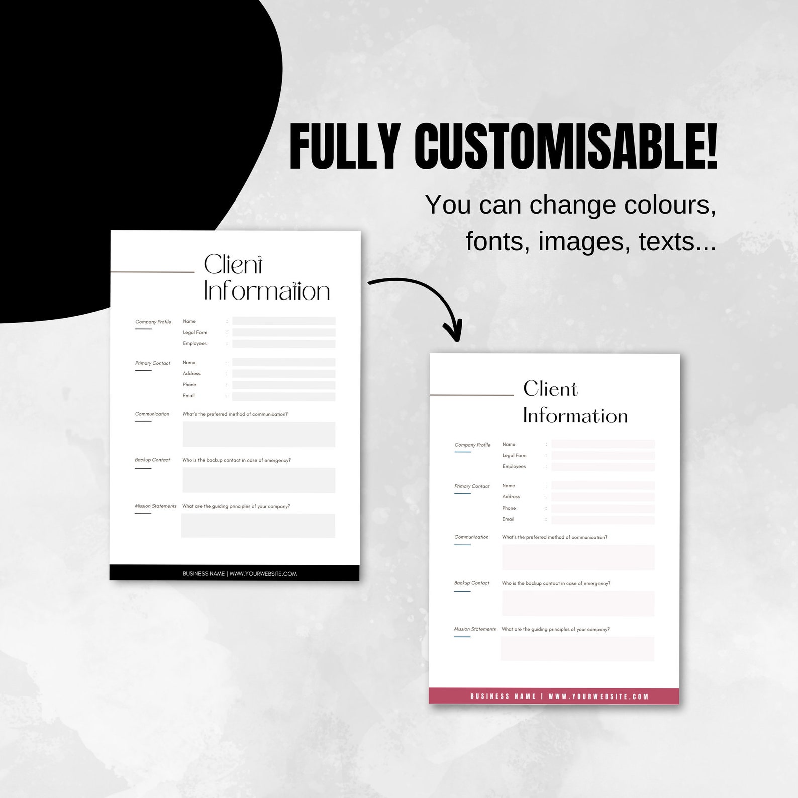 New Client Questionnaire Canva Template, Client Welcome Packet and ...