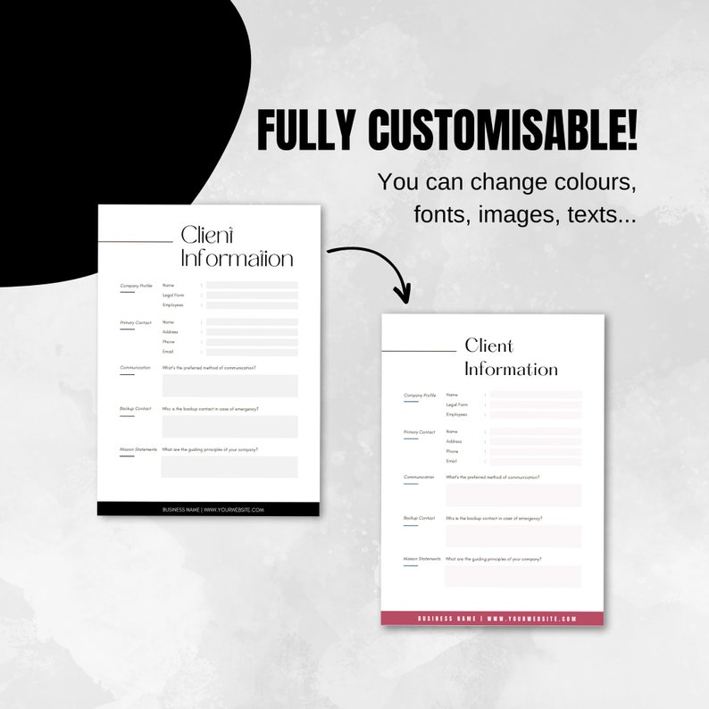 New Client Questionnaire Canva Template, Client Welcome Packet and ...
