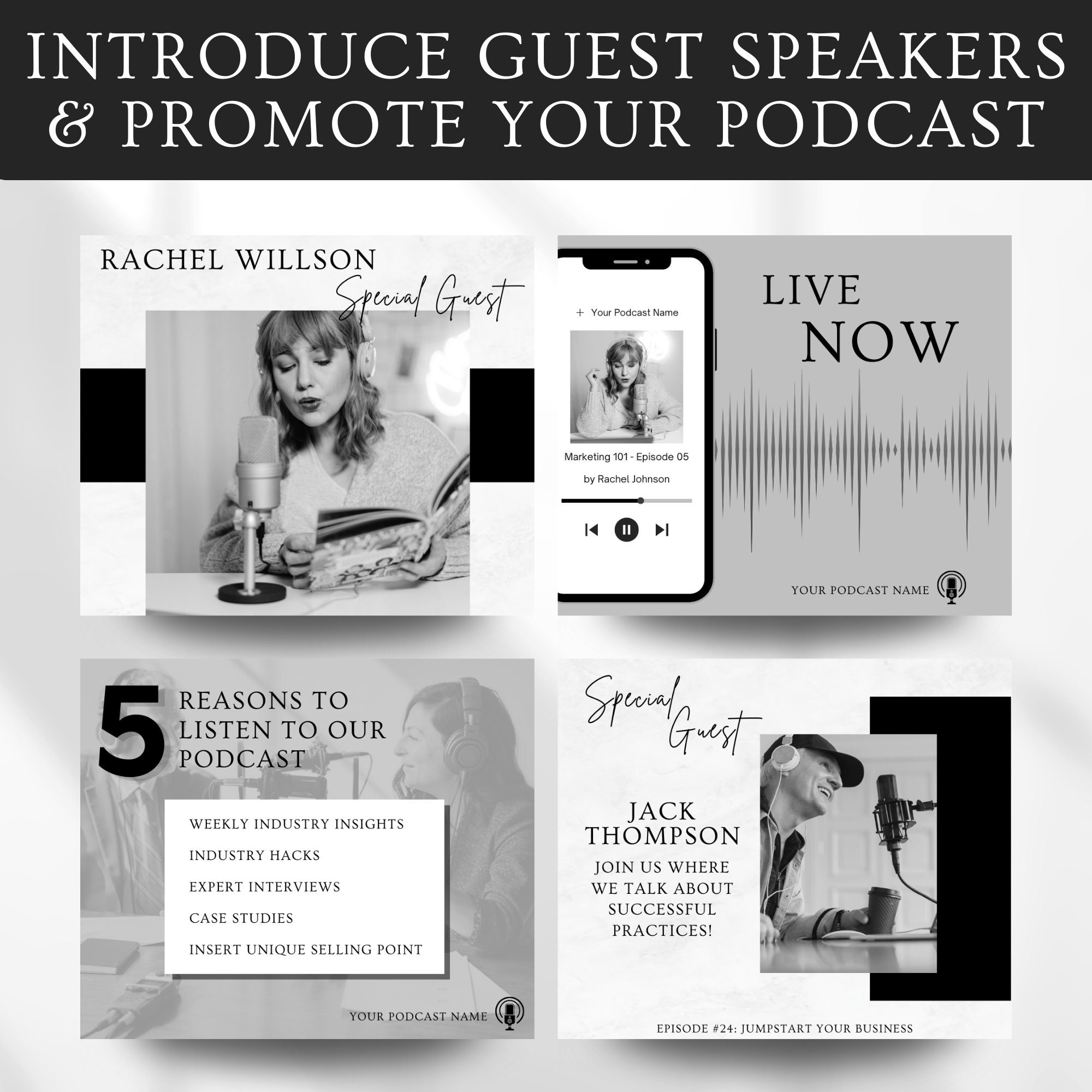 Podcast Templates Bundle for Social Media | Canva Templates | Instagram ...