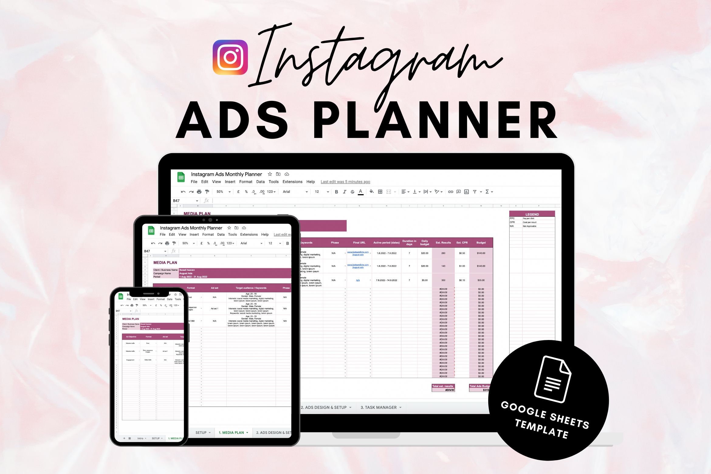 Instagram Ads Planner – Social Media Marketing in Google Sheets ...