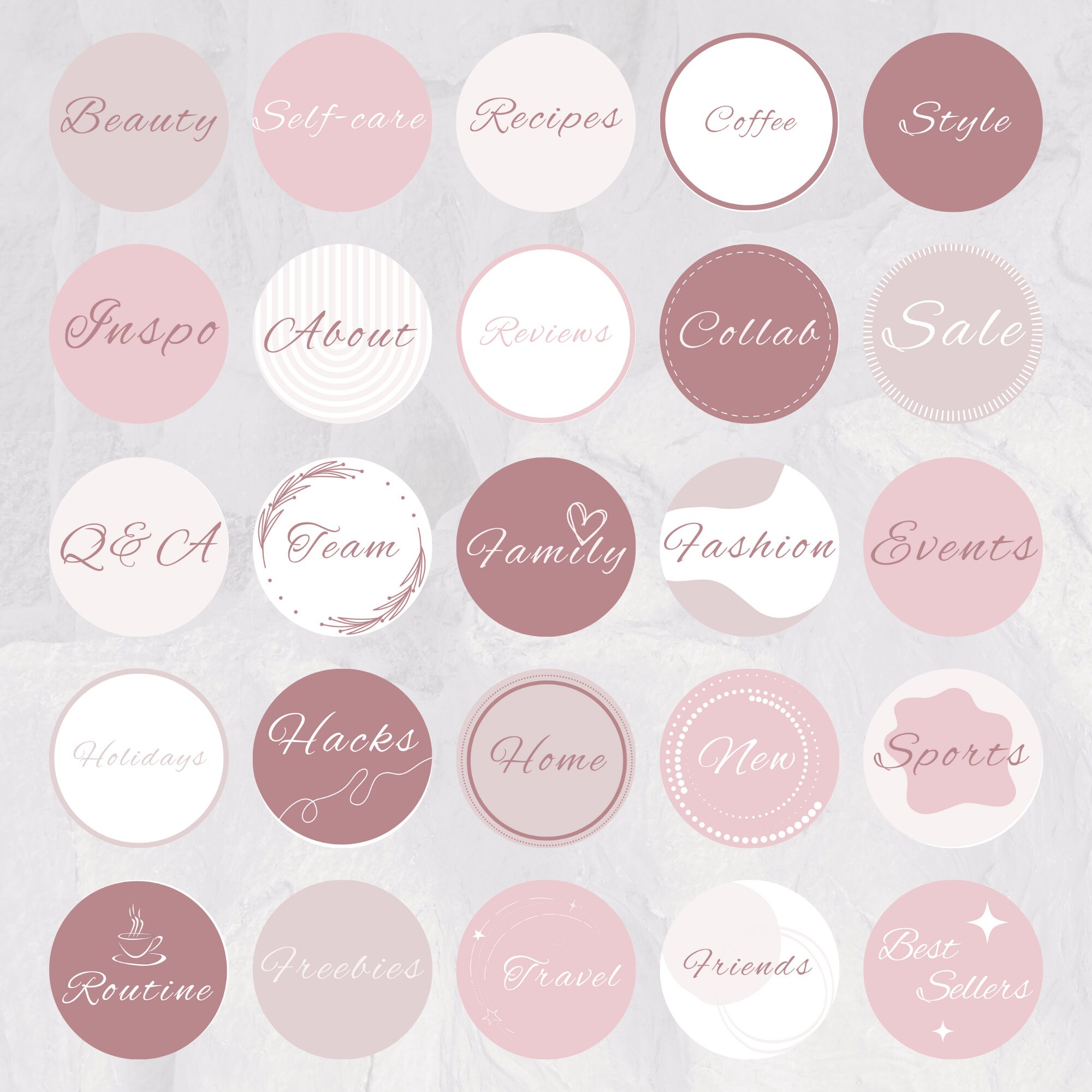 Aesthetic Instagram Highlight Covers | 120 Story Templates (canva ...