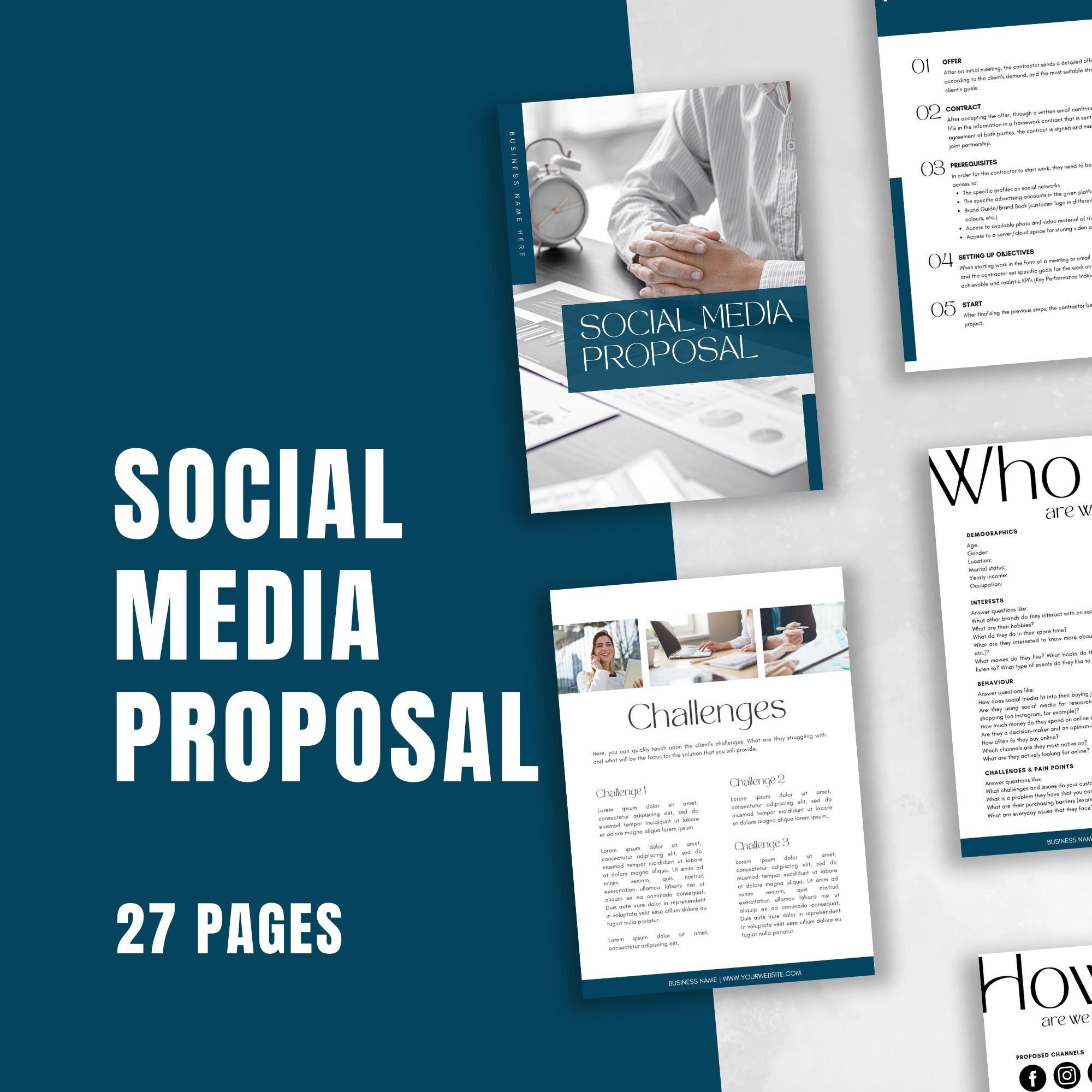 Social Media Proposal Template, Social Media Manager Template, Social ...