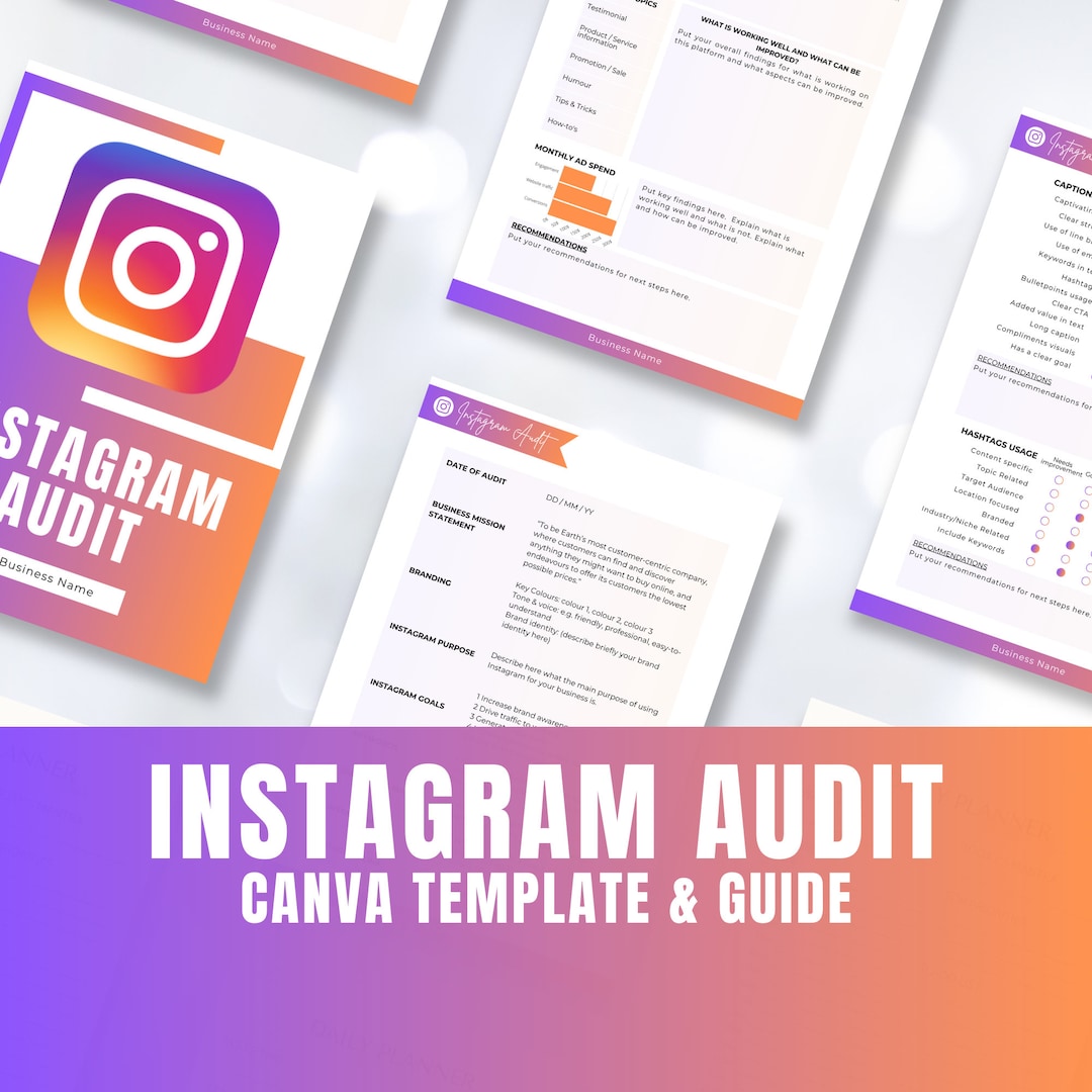 Instagram Audit Canva Template, Social Media Marketing, Business ...