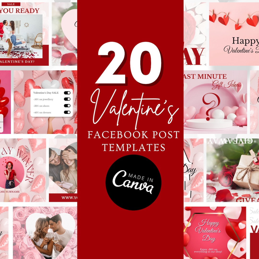 Valentine's Day Facebook Posts - Canva Templates - Social Media Design ...