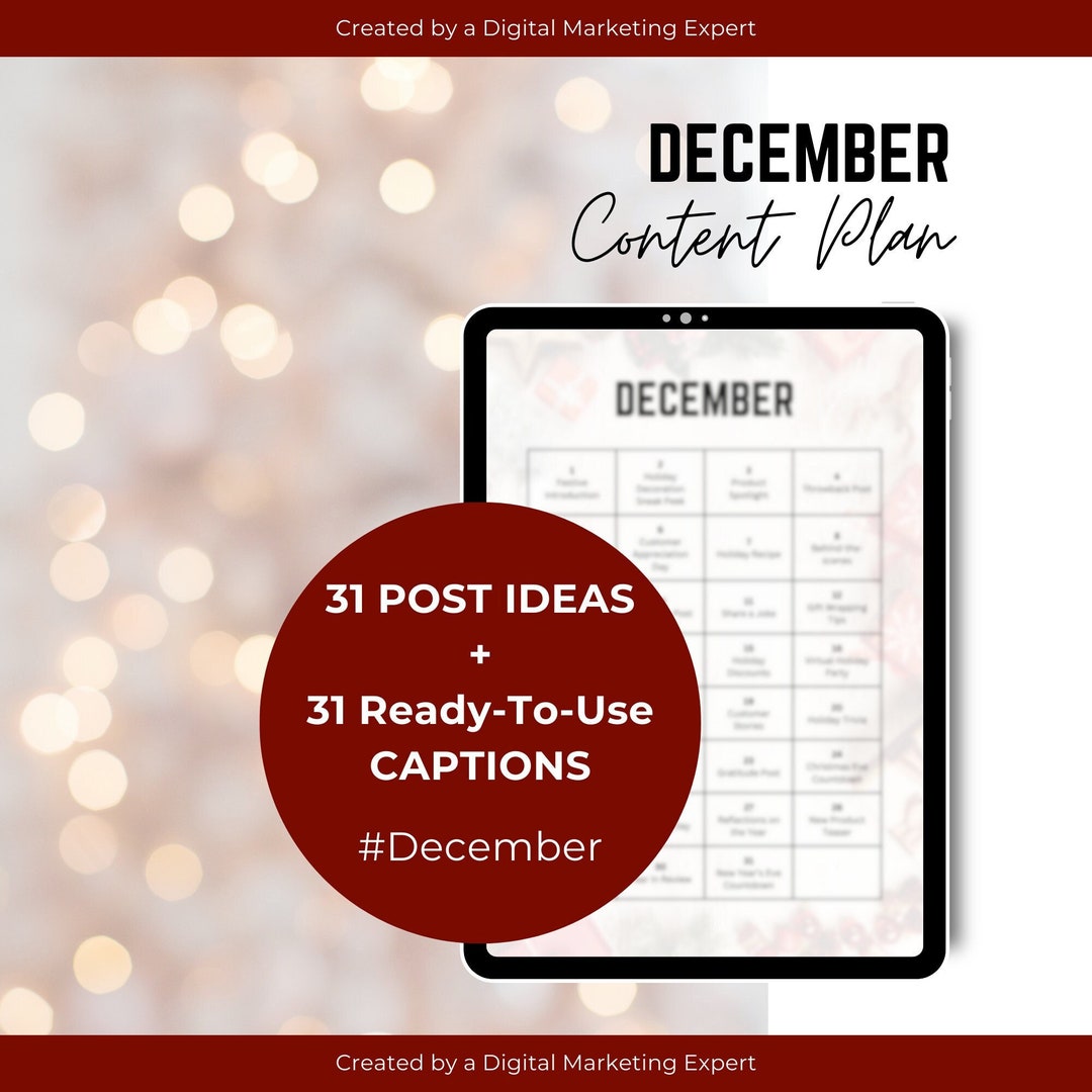 December Content Plan, Social Media Content Ideas, Content Calendar ...