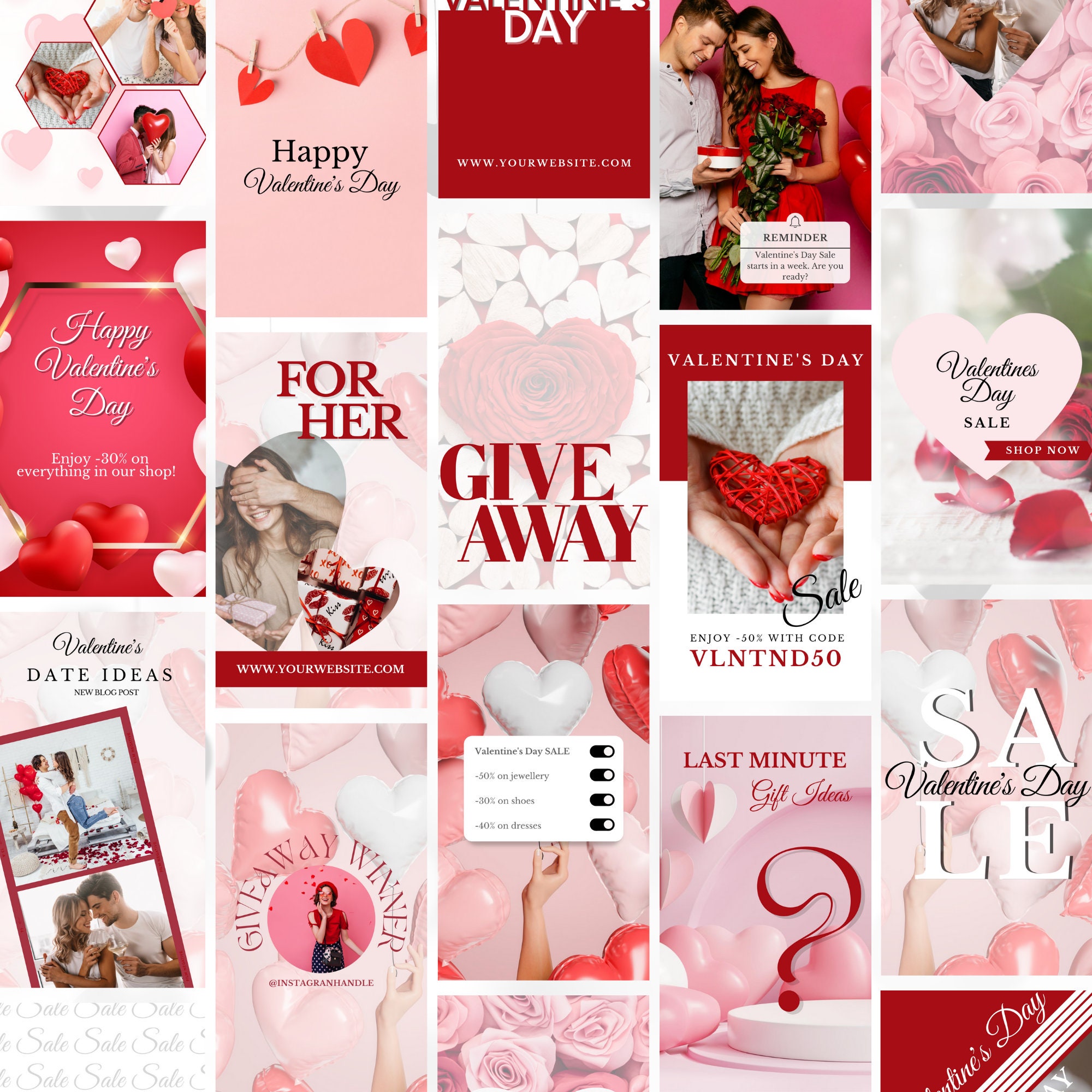80 Valentine's Day Social Media Posts Canva Templates - Social Media ...