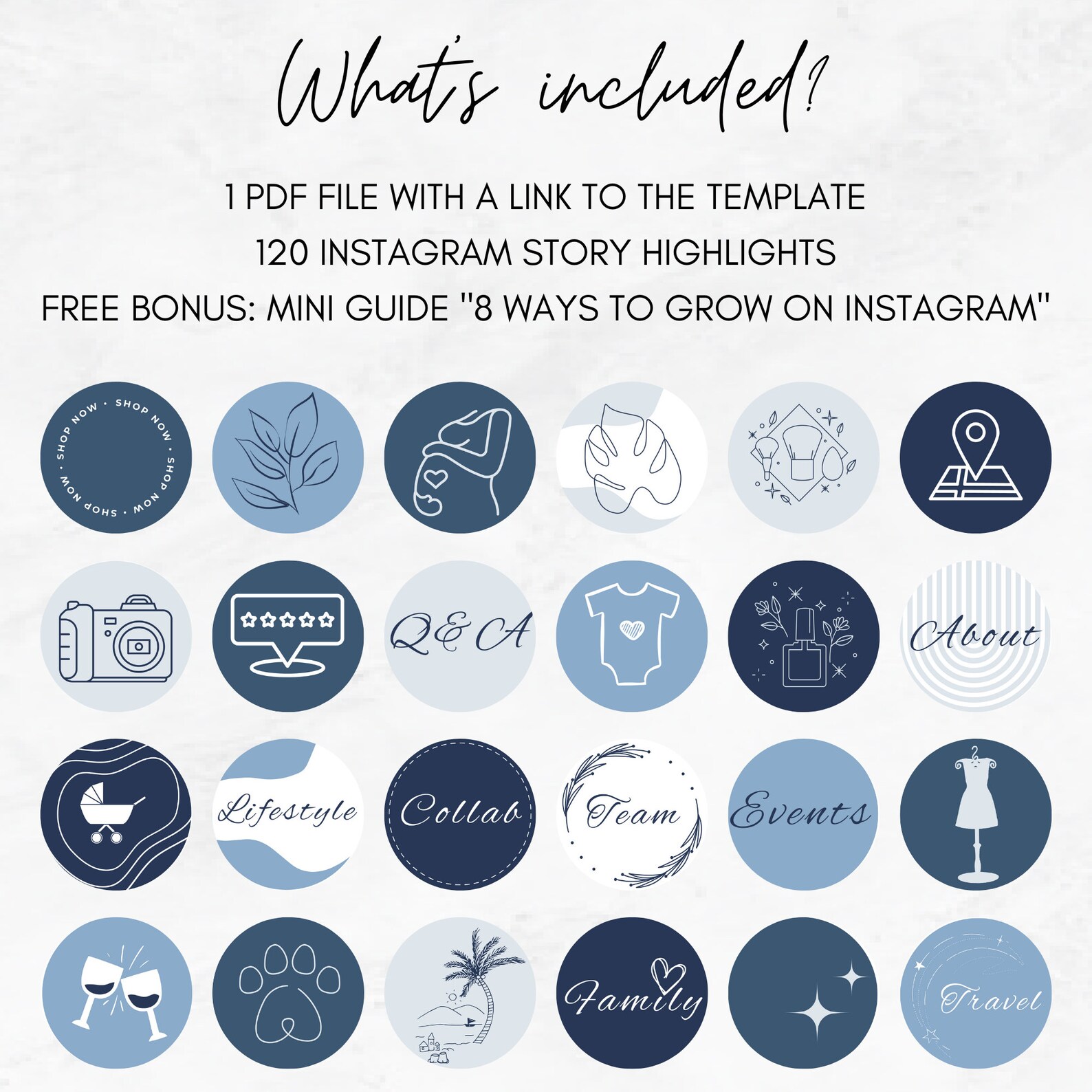 Blue Instagram Highlight Covers | Aesthetic Story Icons (canva Template ...