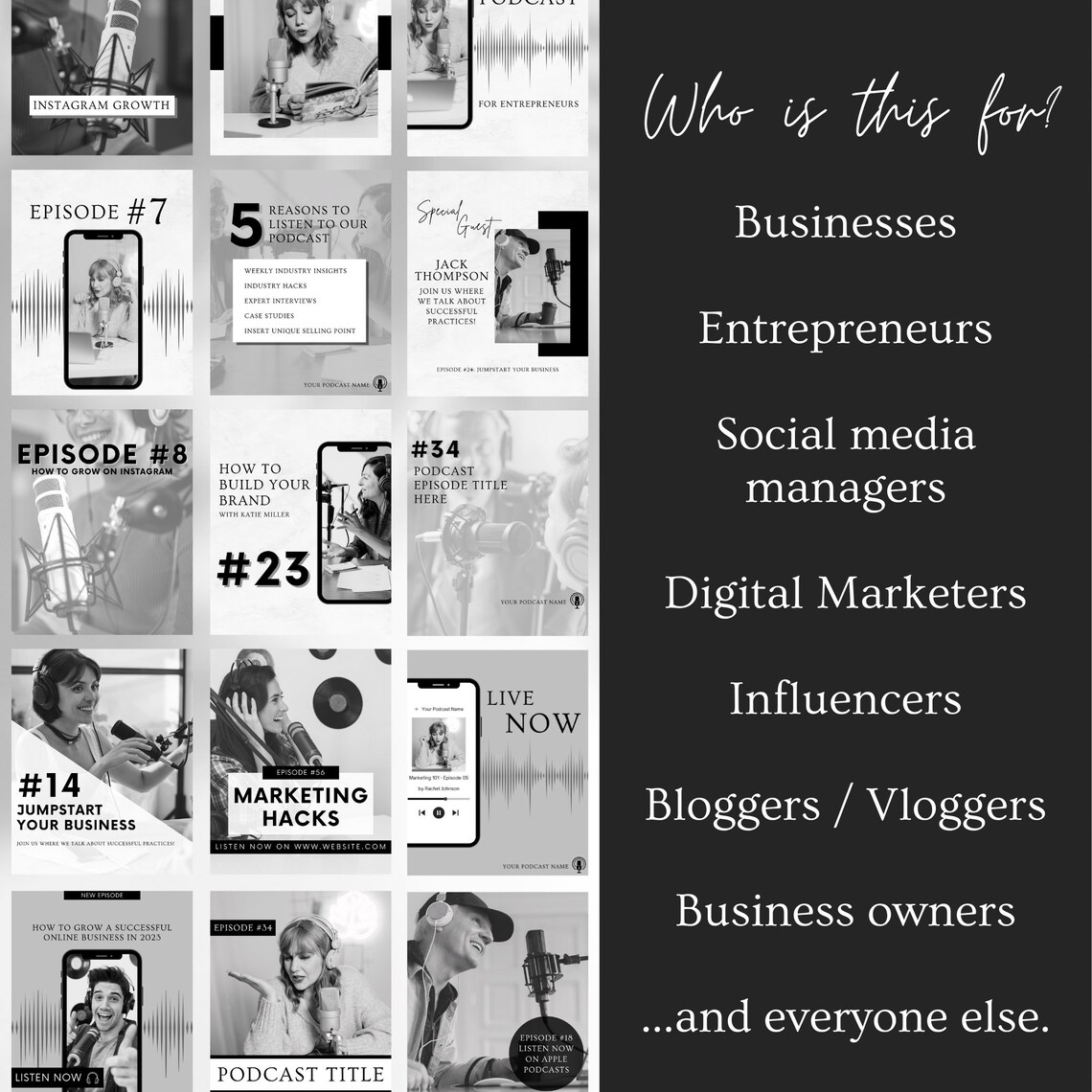 Podcast Templates Bundle for Social Media | Canva Templates | Instagram ...