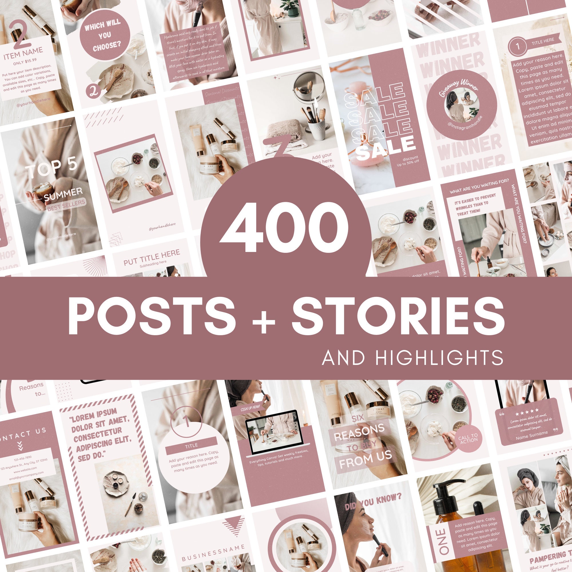 Instagram Canva Templates Posts, Stories, Highlights Social Media ...