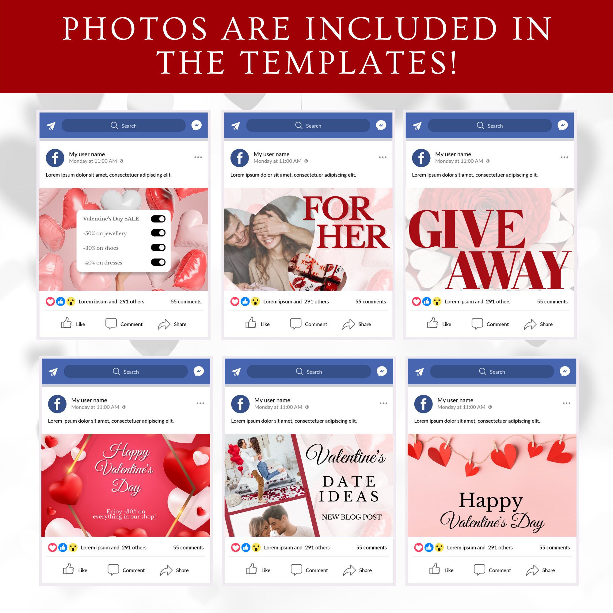 80 Valentine's Day Social Media Posts Canva Templates - Social Media ...