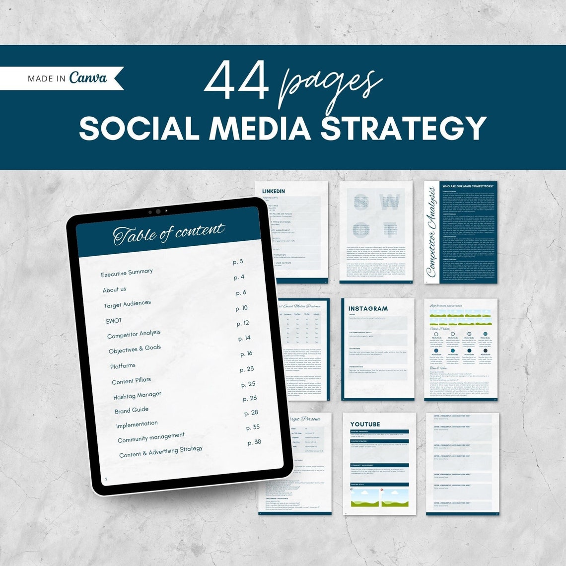 Social Media Strategy Template | Canva Template | Business Template ...
