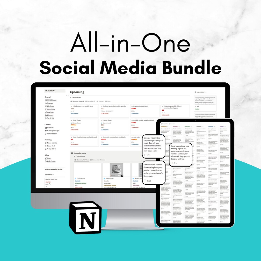 All in One Social Media Marketing BUNDLE, Social Media Planner, Social ...