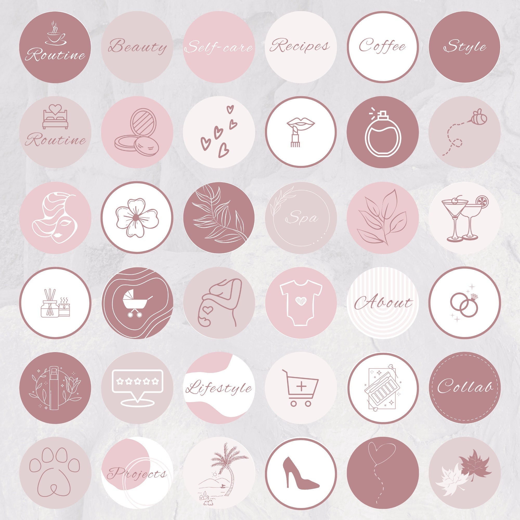 Aesthetic Instagram Highlight Covers | 120 Story Templates (canva ...