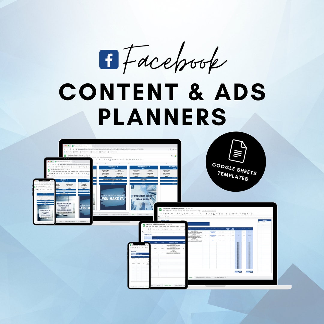 Facebook Marketing Planner Bundle – Content & Ads Calendar (google ...