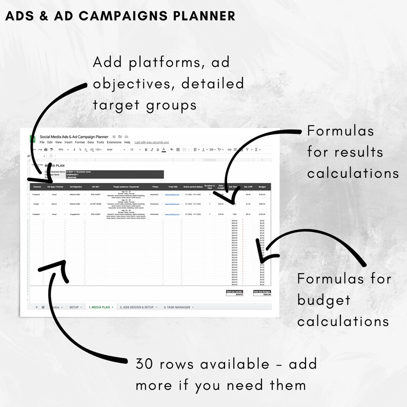 Social Media Planner Bundle - Content & Ads (google Sheets) - Etsy