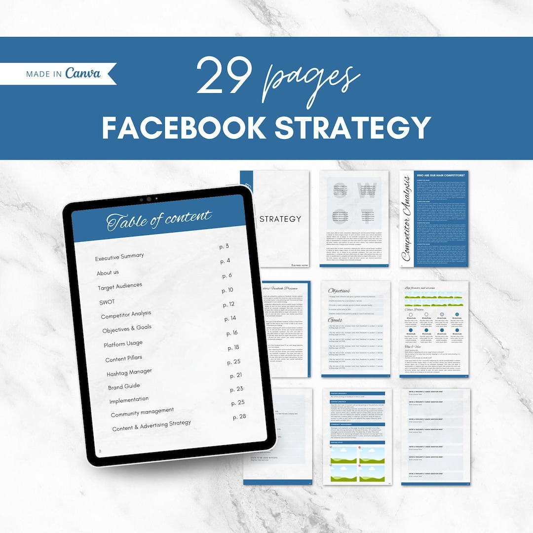 Facebook Strategy Template | Canva Template | Business Template ...