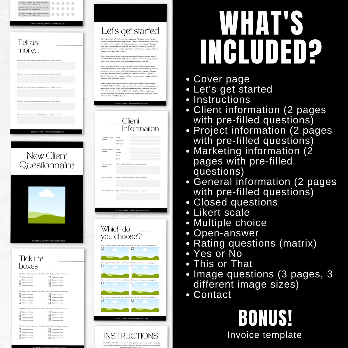 New Client Questionnaire Canva Template, Client Welcome Packet and ...
