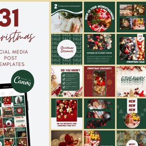 31 CHRISTMAS Social Media Posts Canva Templates Social - Etsy