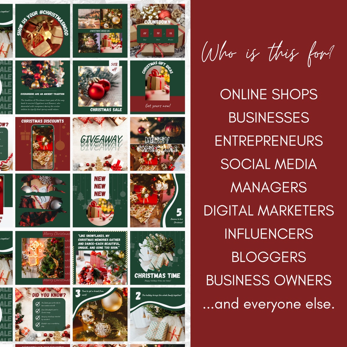 31 CHRISTMAS Social Media Posts - Canva Templates - Social Media Design ...