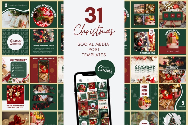 31 CHRISTMAS Social Media Posts - Canva Templates - Social Media Design ...