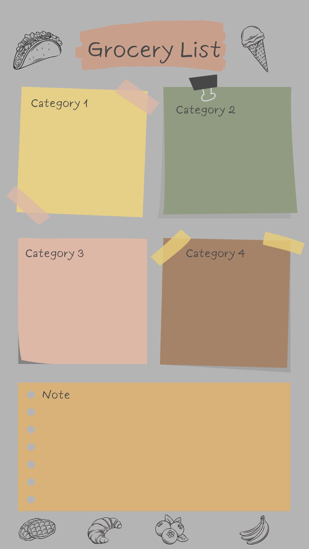 Colorful Note Grocery and Shopping List - Etsy